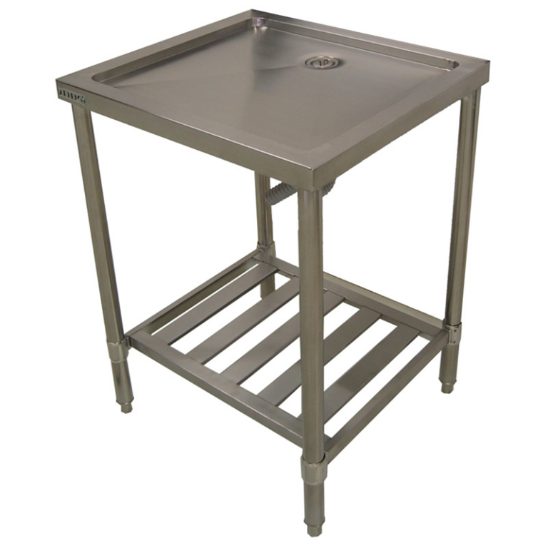 Draining Table with Pipe Legs - ステンレス厨房機器のヨコタ｜シンク・作業台・キャビネット｜ドッグバス製作